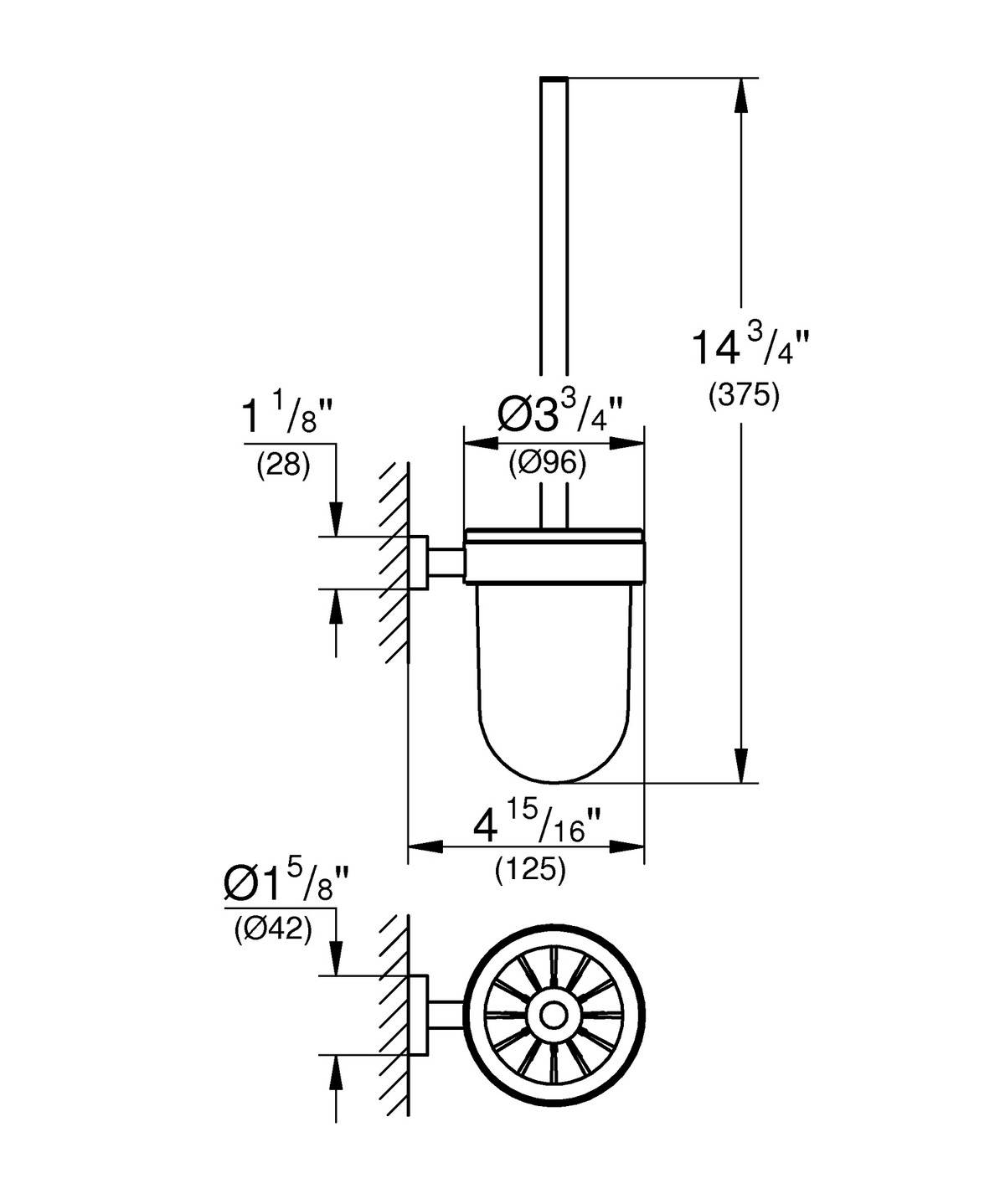 GROHE 40513001 ESSENTIALS CUBE TOILET BRUSH SET – PH Bathroom